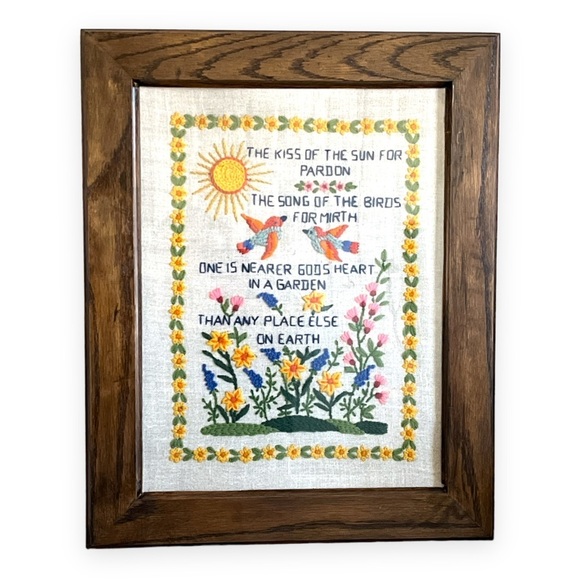 Vintage | Wall Decor | Vintage Embroidery Handmade Crewel Floral Art ...